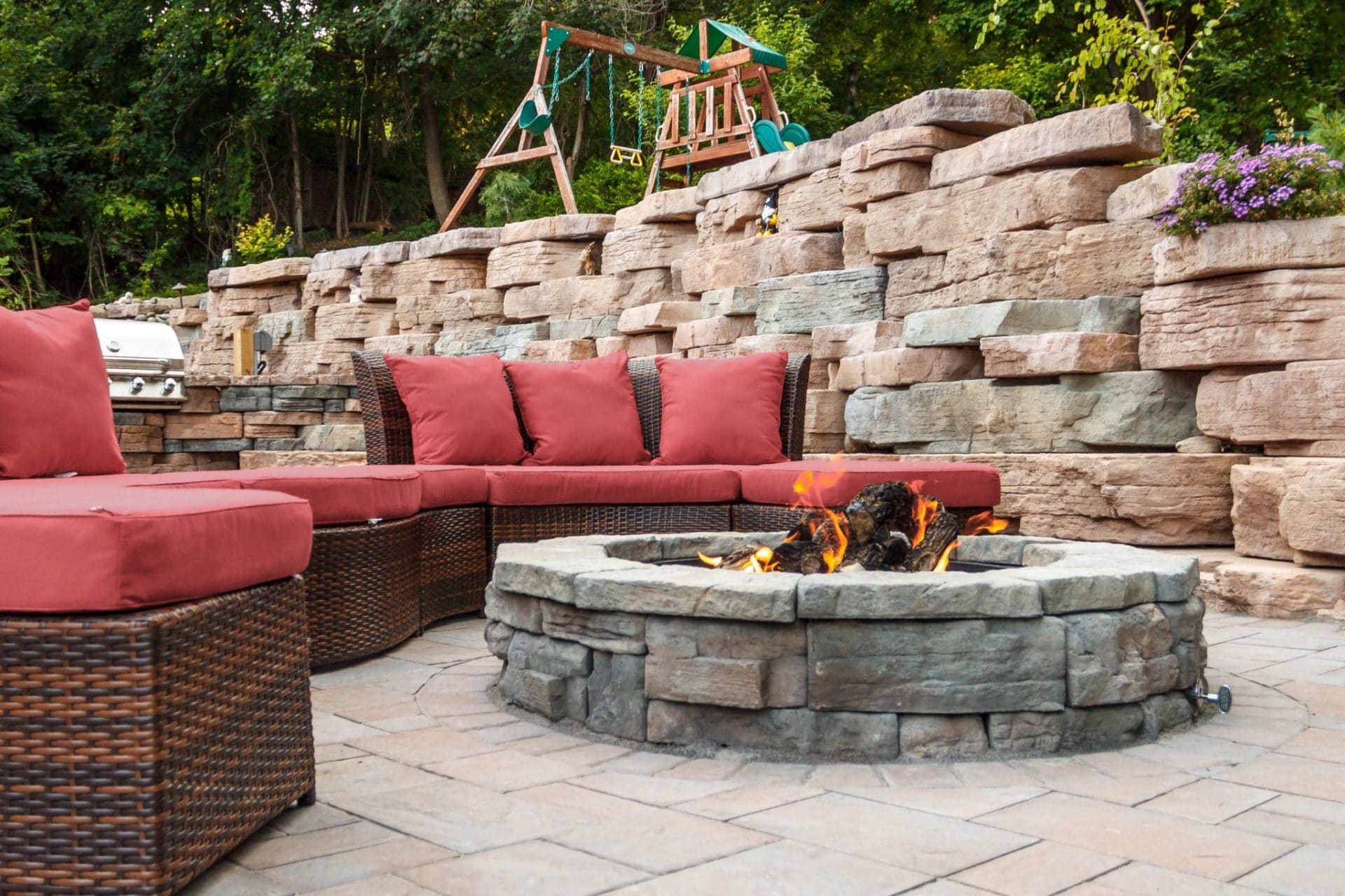 Stone Fire Pits Installed New Paltz NY - Precast Concrete | Masseo Landcape